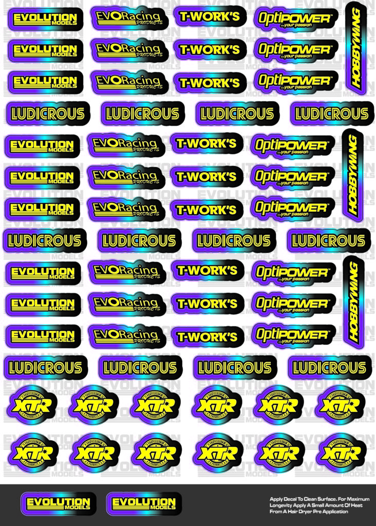 ERP144-10 Evolution Models 1/10th Sticker Sheet - 1 Sheet - Evolution ...