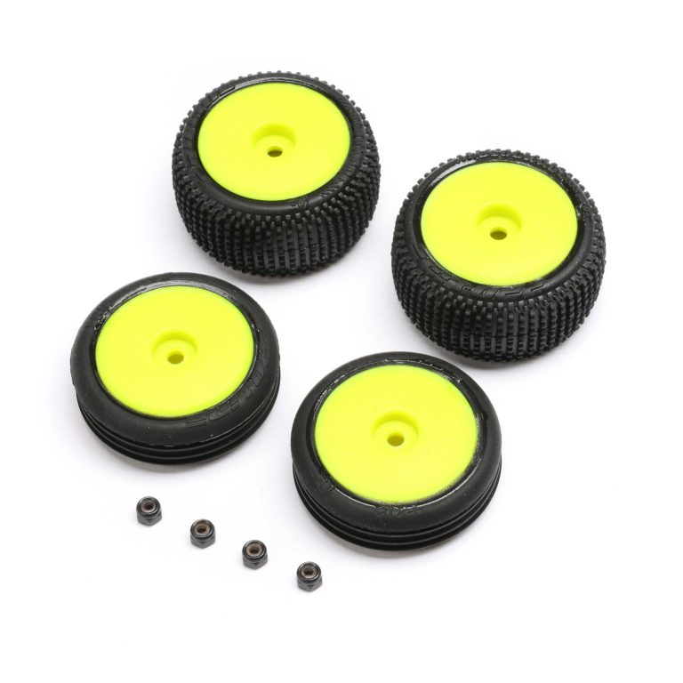 Losi Tires and Wheels Mounted - Yellow (Micro-B) - Evolution Models